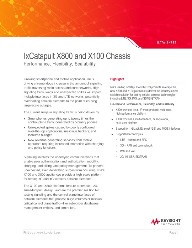 IxCatapult X800 and X100 Chassis PDF Asset Page | Keysight